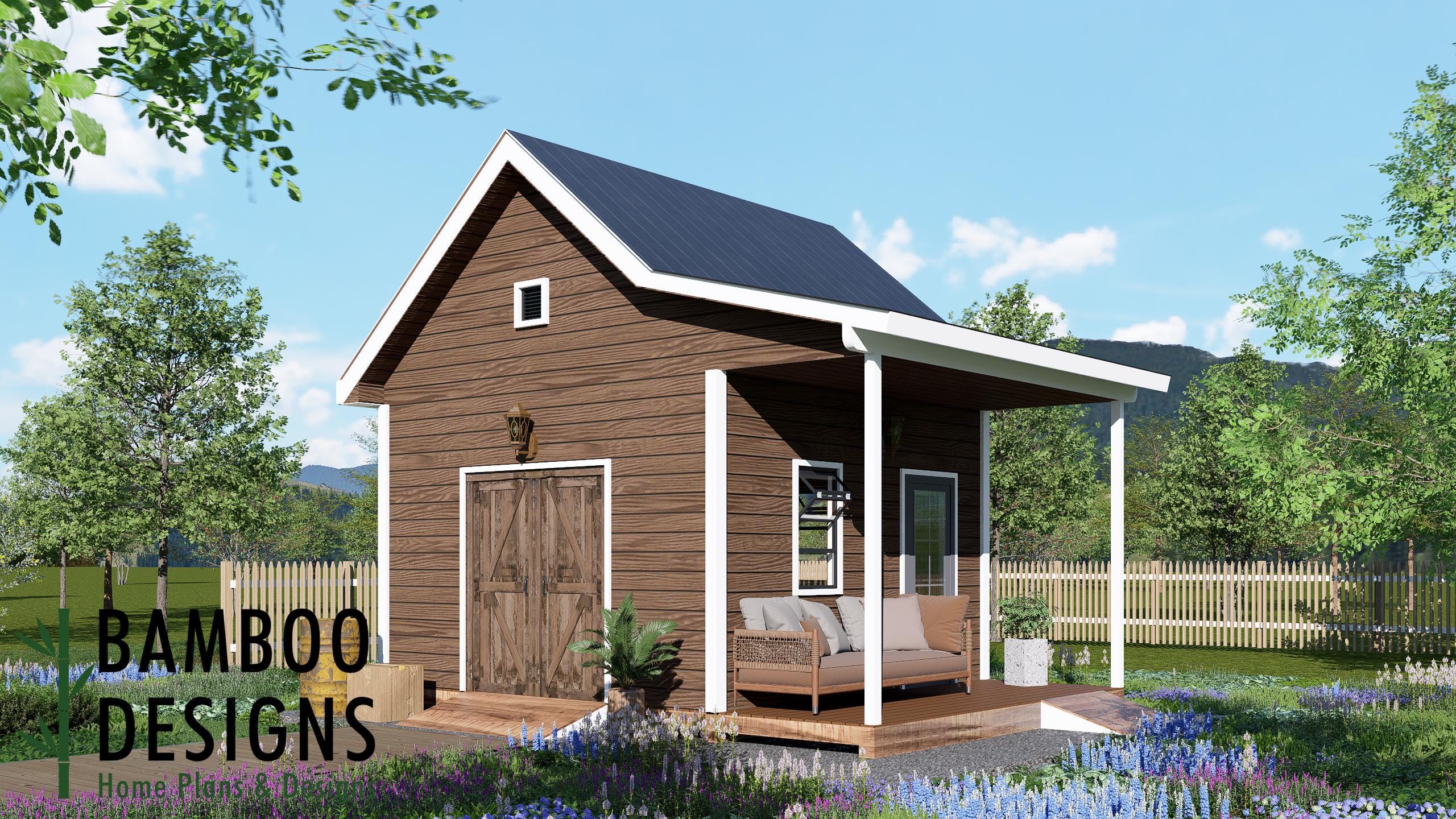 Jabba 14x14 Porch Shed Plan — A Rustic Retreat With Classic Gable Roof ...