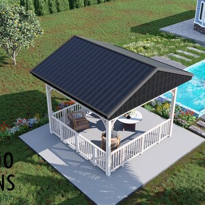 Marsala 14x14 Gazebo Plan – Hip Roof Pavilion | DIY Outdoor Lounge ...