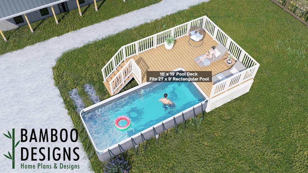 Jasper Rectangular Pool Deck Plan – 16x19 Elevated Swimming Deck With ...