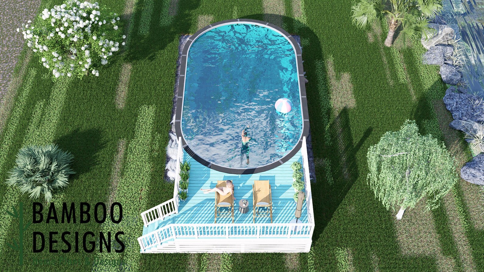 Carmel Valley Oval Pool Deck Plan – 10x18 Elevated Deck With 6-step ...