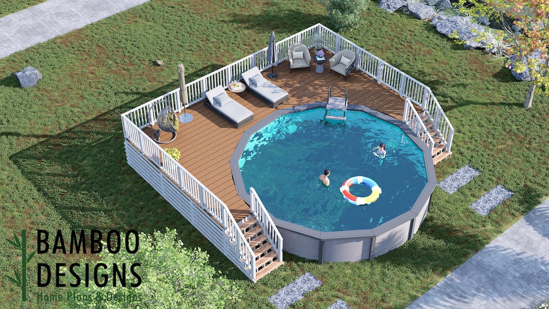Gulfport 20x32 Circle Pool Deck Plan – DIY Above-ground Pool Deck ...