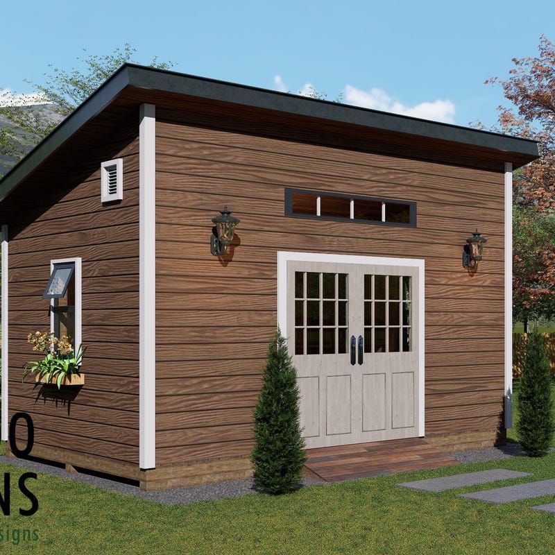 Sloped Roof Shed Plans - Etsy UK