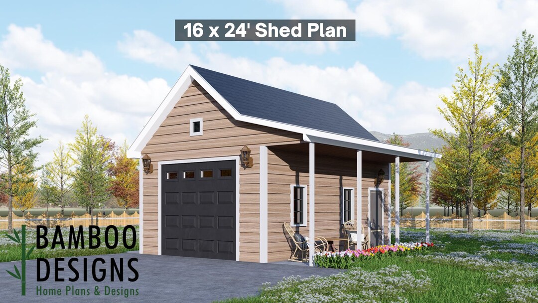 Hayes 16x24 Garage Plan — A Classic Garage + Porch Built for ...