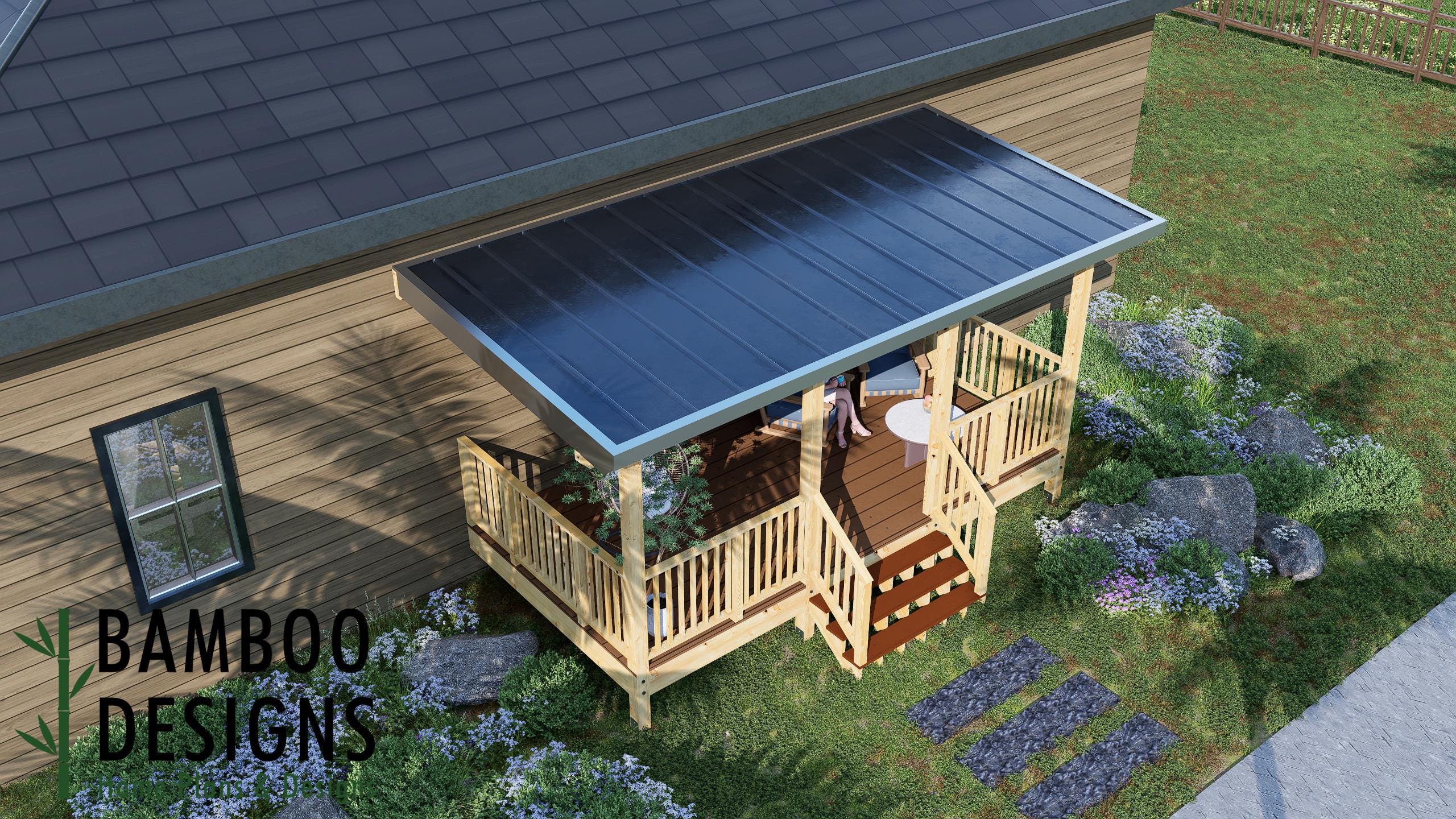Hamilton 10x20 Attached Deck Plan – Covered Porch Design | DIY Patio ...