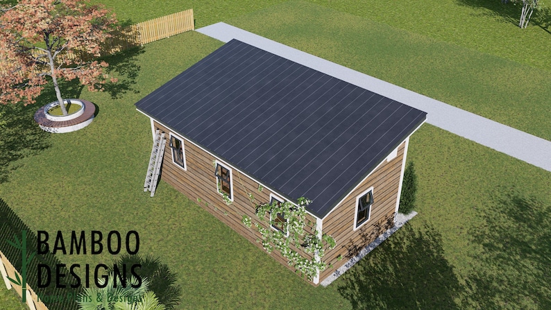 Jovian 12x24 Sloped Roof Shed Plan – Modern Workshop, Studio, or ...