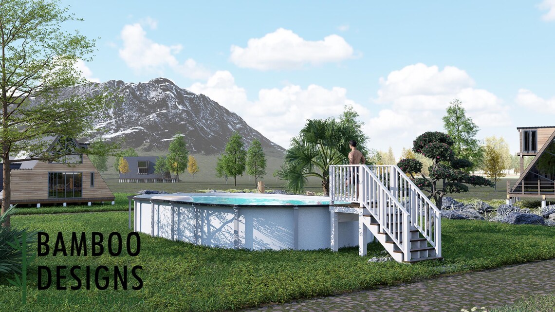 Quartz Hill Oval Pool Deck Plan – 4x4 Compact Entry Deck With 5-step ...