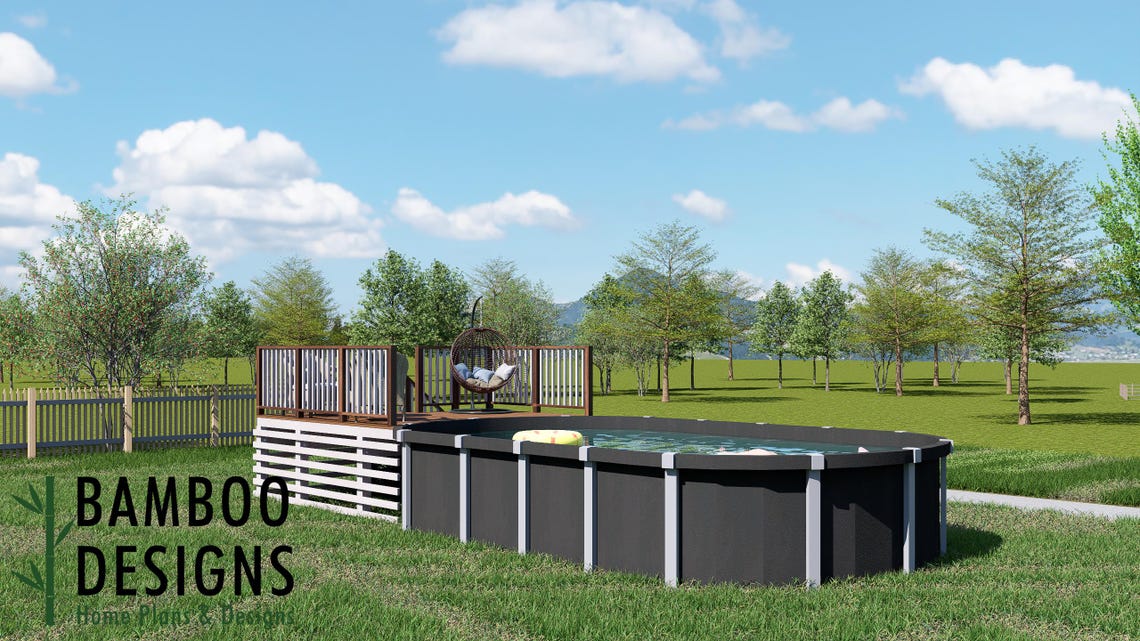Sauron Oval Pool Deck Plan — 10x12 Elevated Deck for 15x24 Above-ground ...