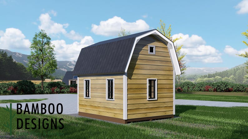 Ramona 12x16 Gambrel Shed Plan — A Barn-style Storage & Workspace ...