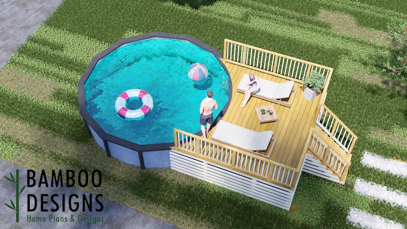 Hudson 10x15 Pool Deck Plan – Elevated Above-ground Pool Deck With ...