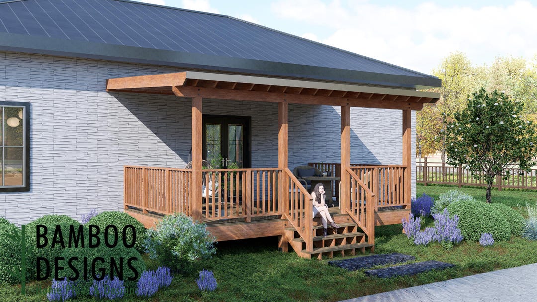 Laurel 12x20 Attached Deck Plan – Covered Porch Design | DIY Patio Deck ...