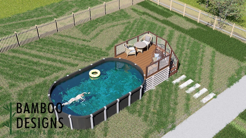 Sauron Oval Pool Deck Plan — 10x12 Elevated Deck for 15x24 Above-ground ...