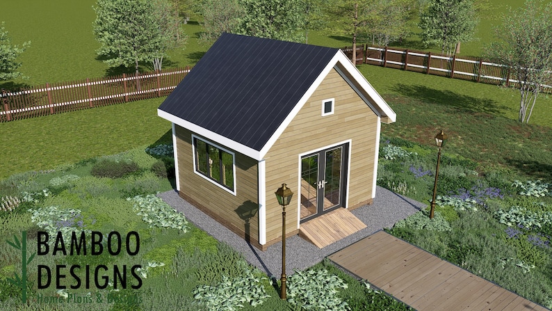 Cleo 14x14 Gable Shed Plan – Modern Workshop, Studio, or Backyard ...