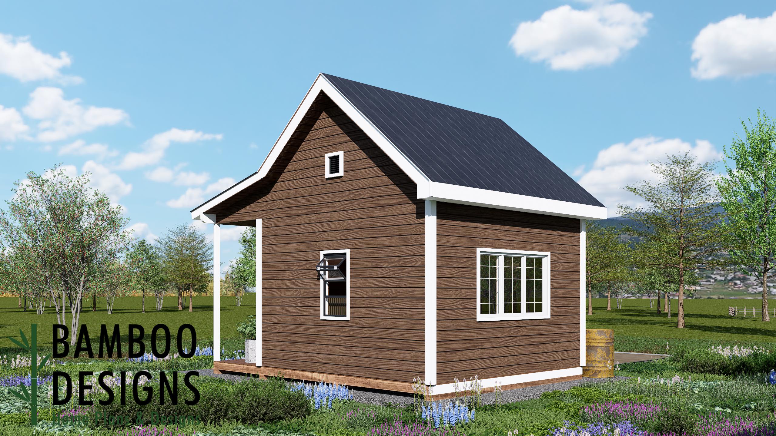 Jabba 14x14 Porch Shed Plan — A Rustic Retreat With Classic Gable Roof ...
