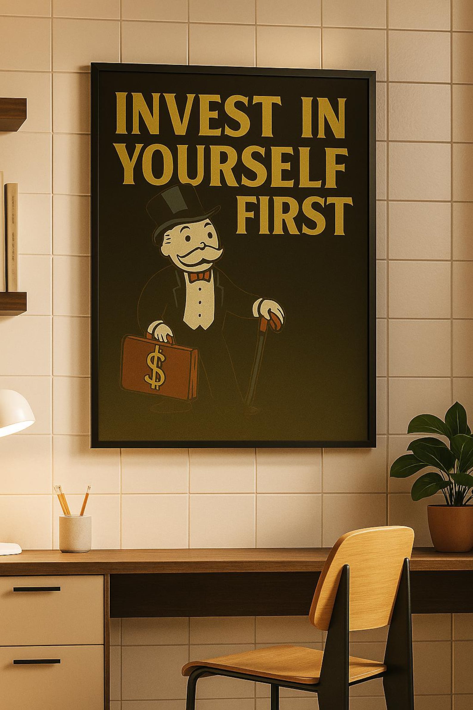 Invest in Yourself First Wall Art | Monopoly Inspired Motivational ...