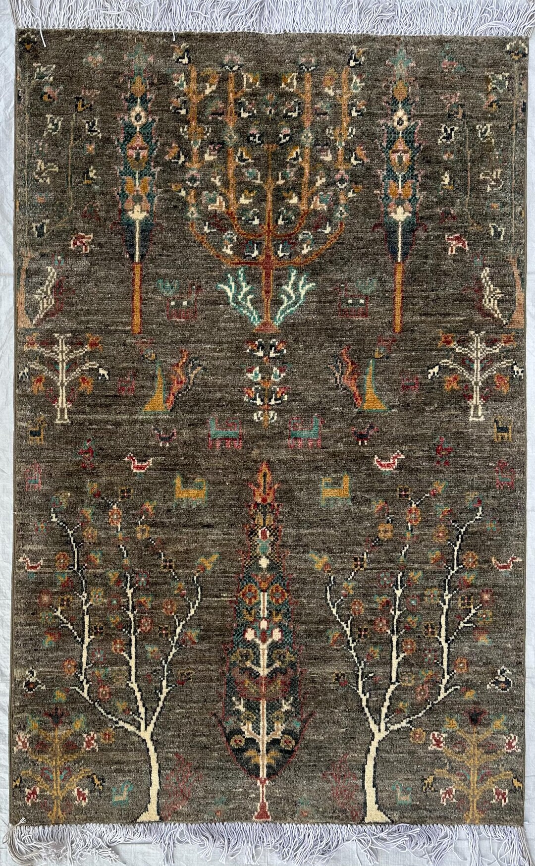 3X4 Beige Gray Area Rug/luxury Top Rug/ Oriental Soft Veg Dyes %100 Rug ...
