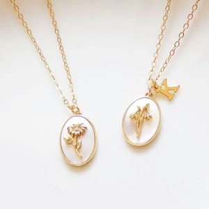 Personalized Birth Flower Necklace, Gold Filled Chain, Birth Month ...