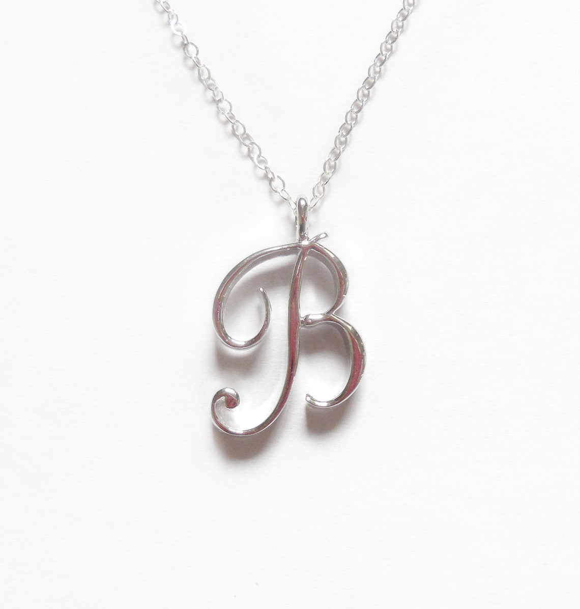 Cursive Initial Necklace.silver Letter Necklace. Personalized ...