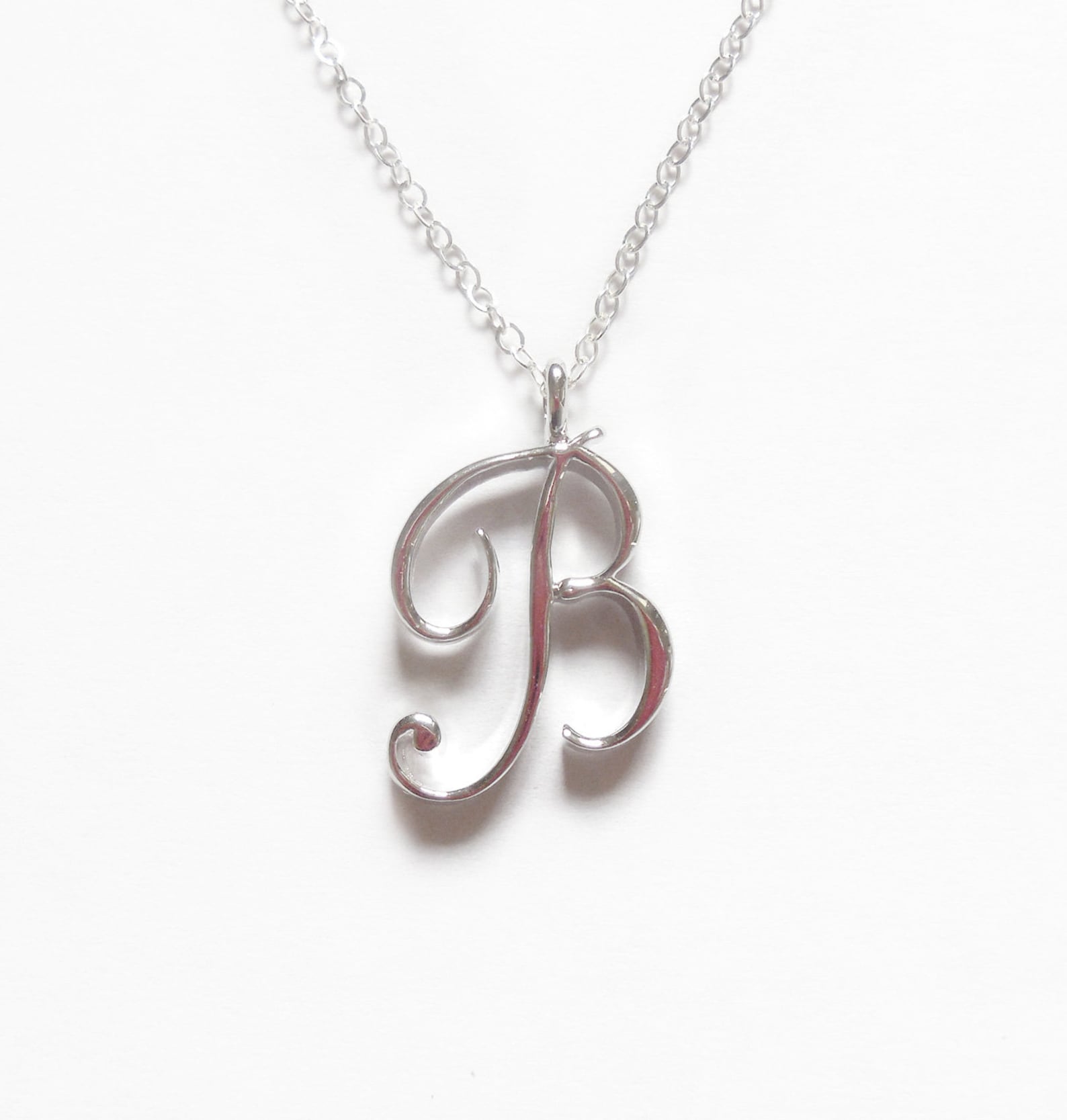 Cursive Initial Necklace.silver Letter Necklace. Personalized ...