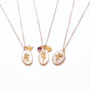 Personalized Birth Flower Necklace, Gold Filled Chain, Birth Month ...