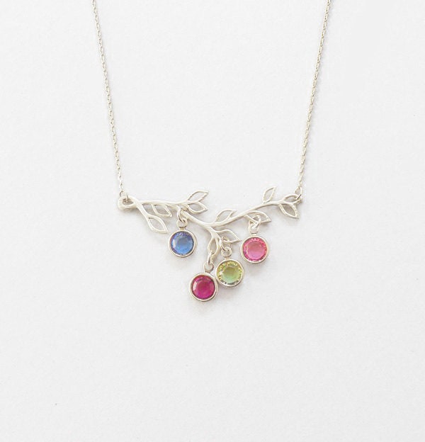 Family Birthstone Necklace Personalized Gold Filled Chain Family Tree ...