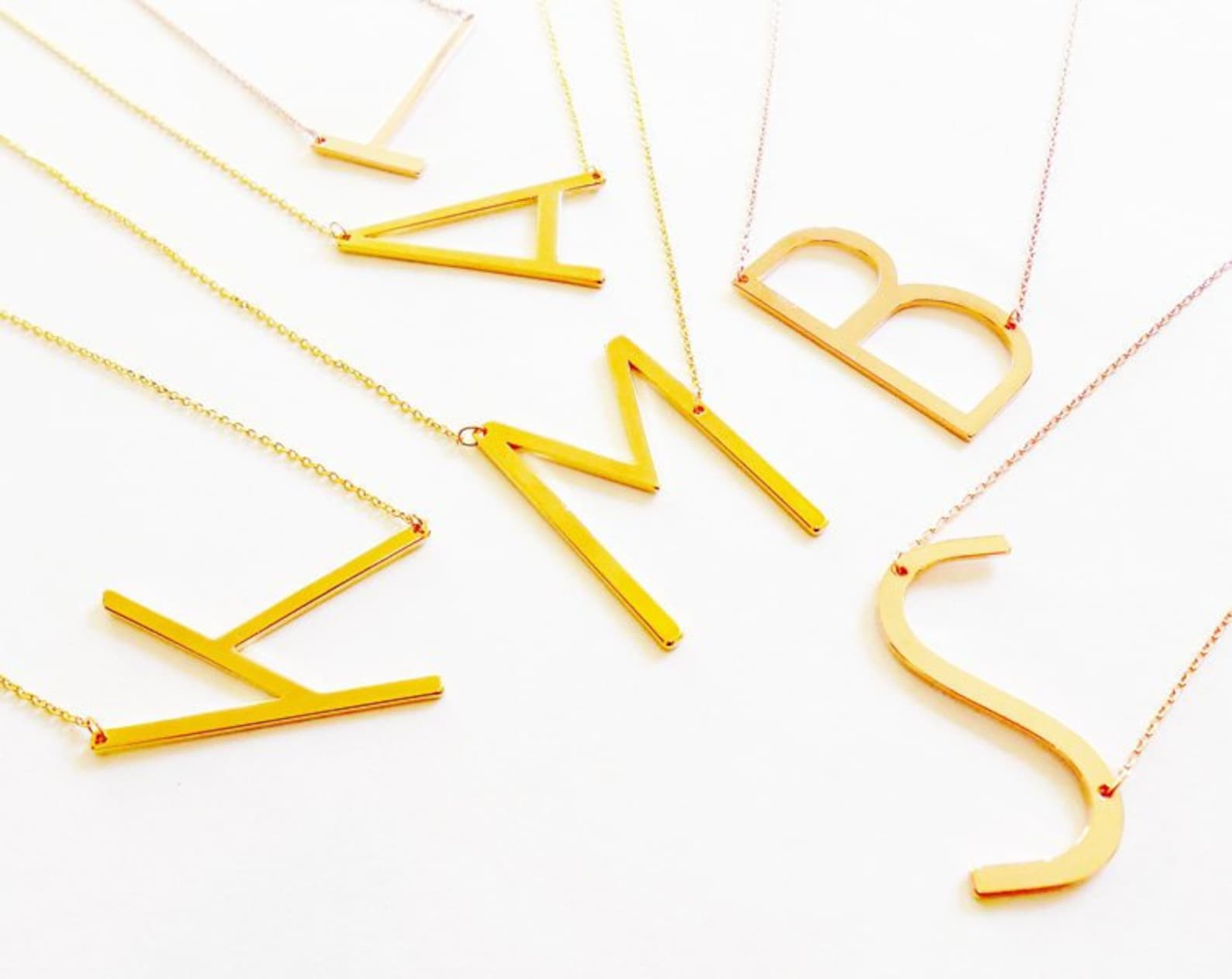 Large Letter Necklace/big Initial Necklace/monogram - Etsy