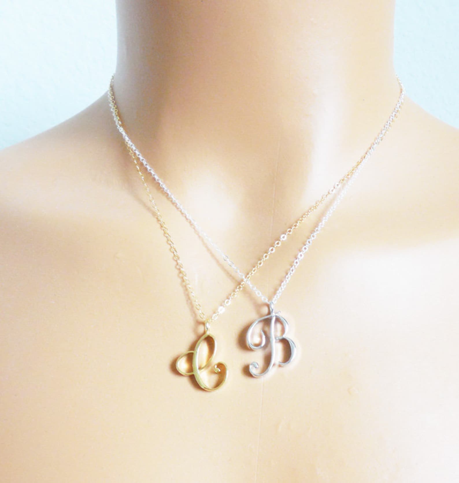 Cursive Initial Necklace.gold Letter Charm Necklace. Personalized ...