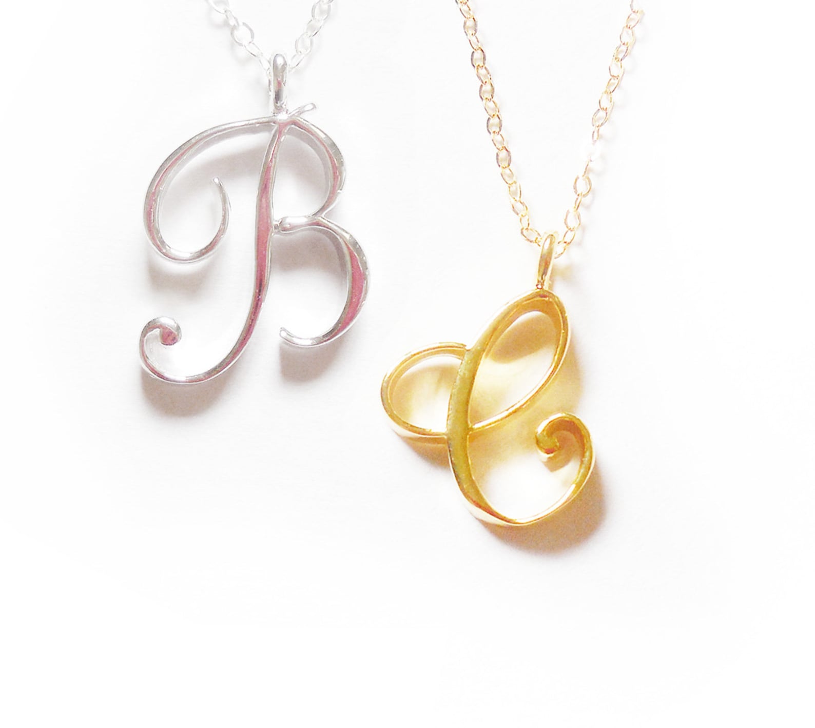 Cursive Initial Necklace.silver Letter Necklace. Personalized ...