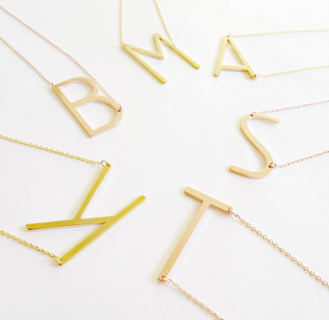 Large Letter Necklace/big Initial Necklace/monogram - Etsy