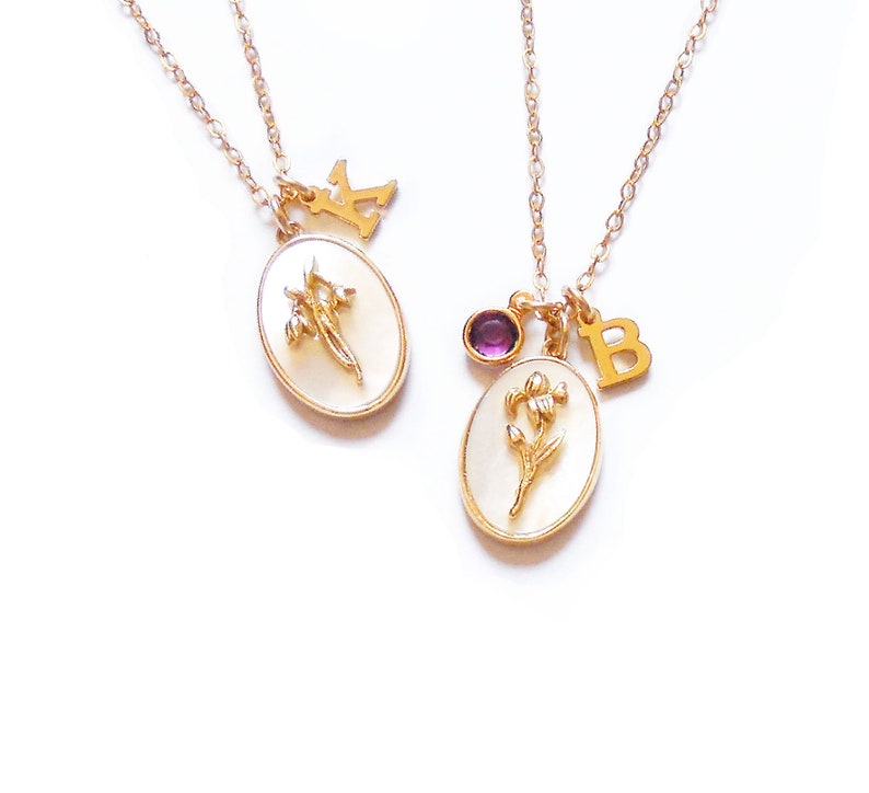 Personalized Birth Flower Necklace Gold Filled Chain Birth - Etsy