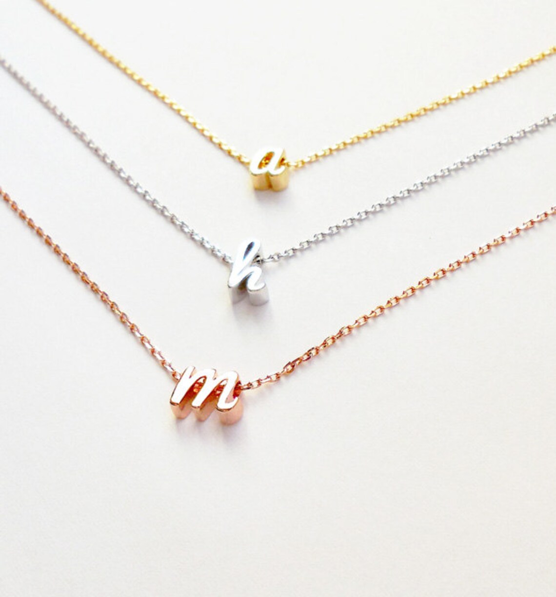 Cursive Initial Necklace.cursive Rose Gold, Silver, Gold.personalized ...