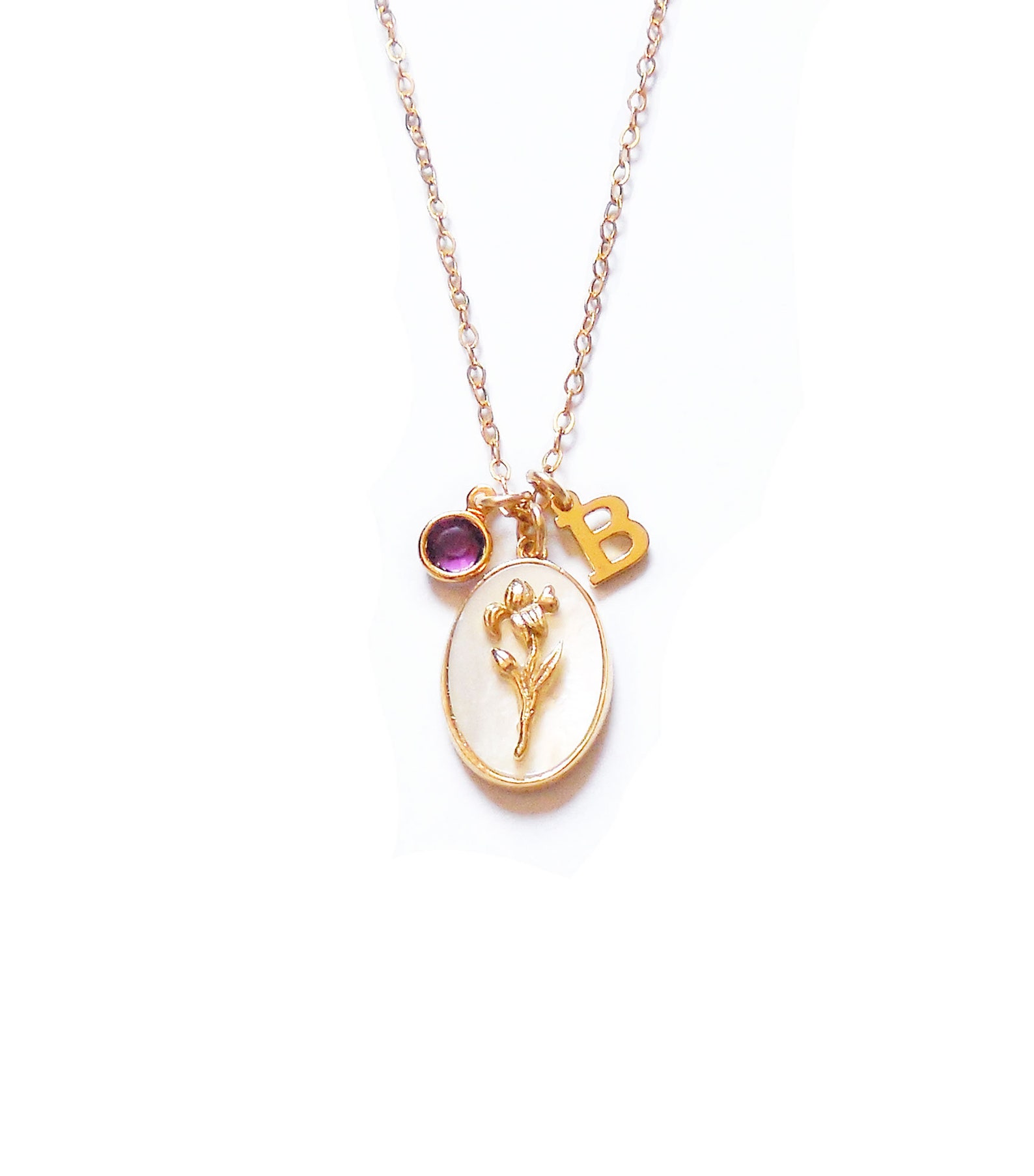 Personalized Birth Flower Necklace Gold Filled Chain Birth - Etsy