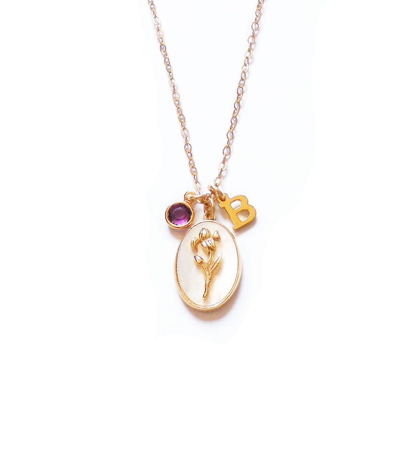 Personalized Birth Flower Necklace Gold Filled Chain Birth - Etsy