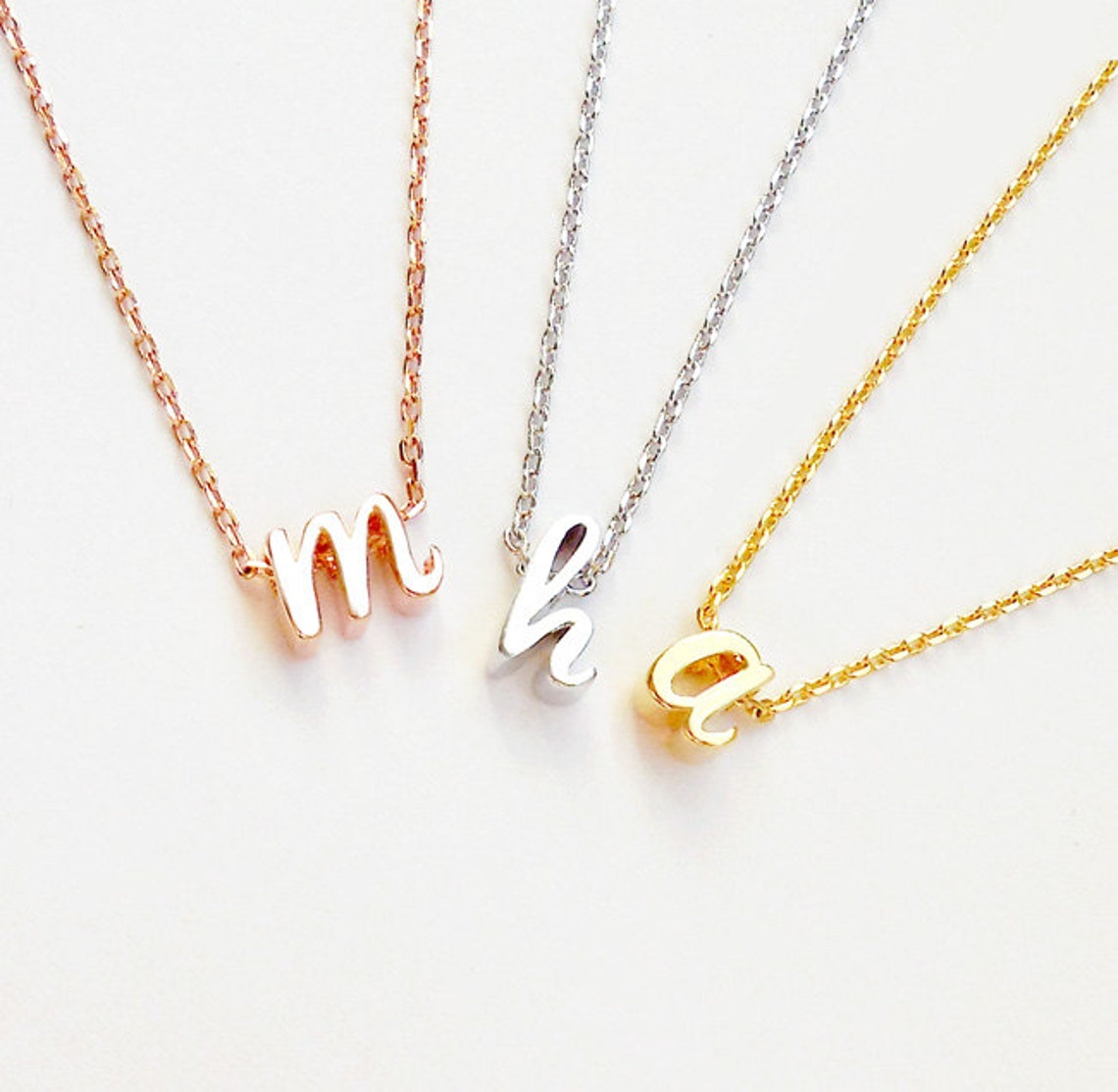 Cursive Initial Necklace.cursive Rose Gold, Silver, Gold.personalized ...