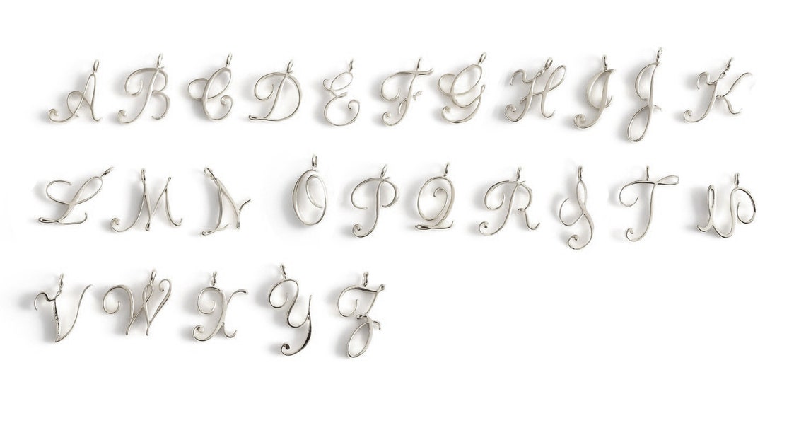 Cursive Initial Necklace.silver Letter Necklace. Personalized ...