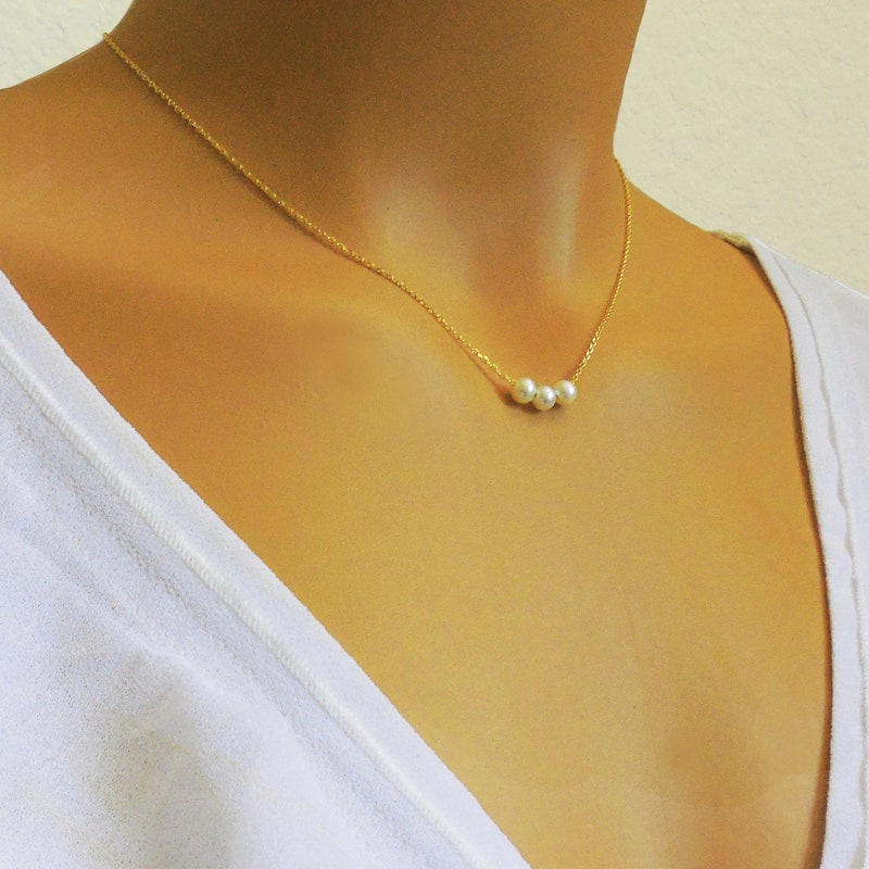 Gold Pearl Necklace - Etsy