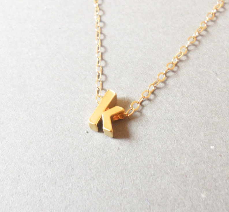 Initial Necklace.tiny Gold Letter Necklace Lowercase Gold Initial ...