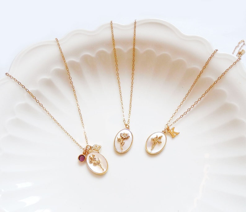 Personalized Birth Flower Necklace Gold Filled Chain Birth - Etsy
