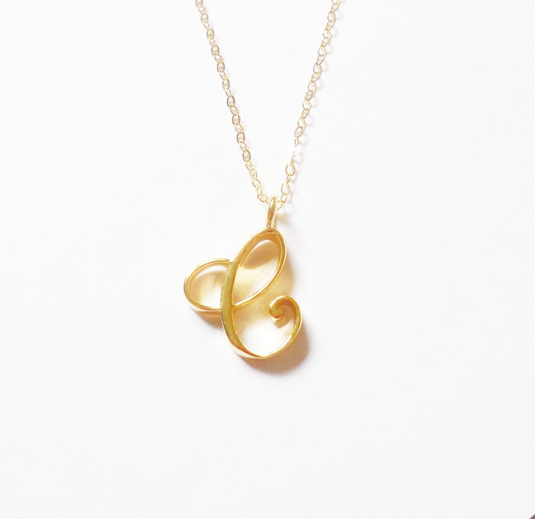 Cursive Initial Necklace.gold Letter Charm Necklace. Personalized ...