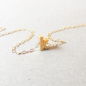 Initial Necklace.tiny Gold Letter Necklace Lowercase Gold Initial ...