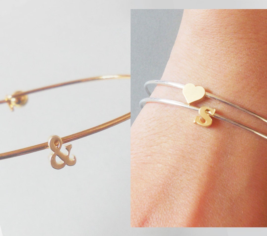 Initial Bangle Tiny Gold Letter Bangle Bracelet Lowercase - Etsy