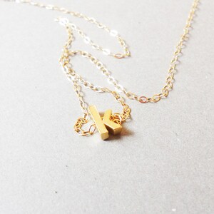 Initial Necklace.tiny Gold Letter Necklace Lowercase Gold Initial ...