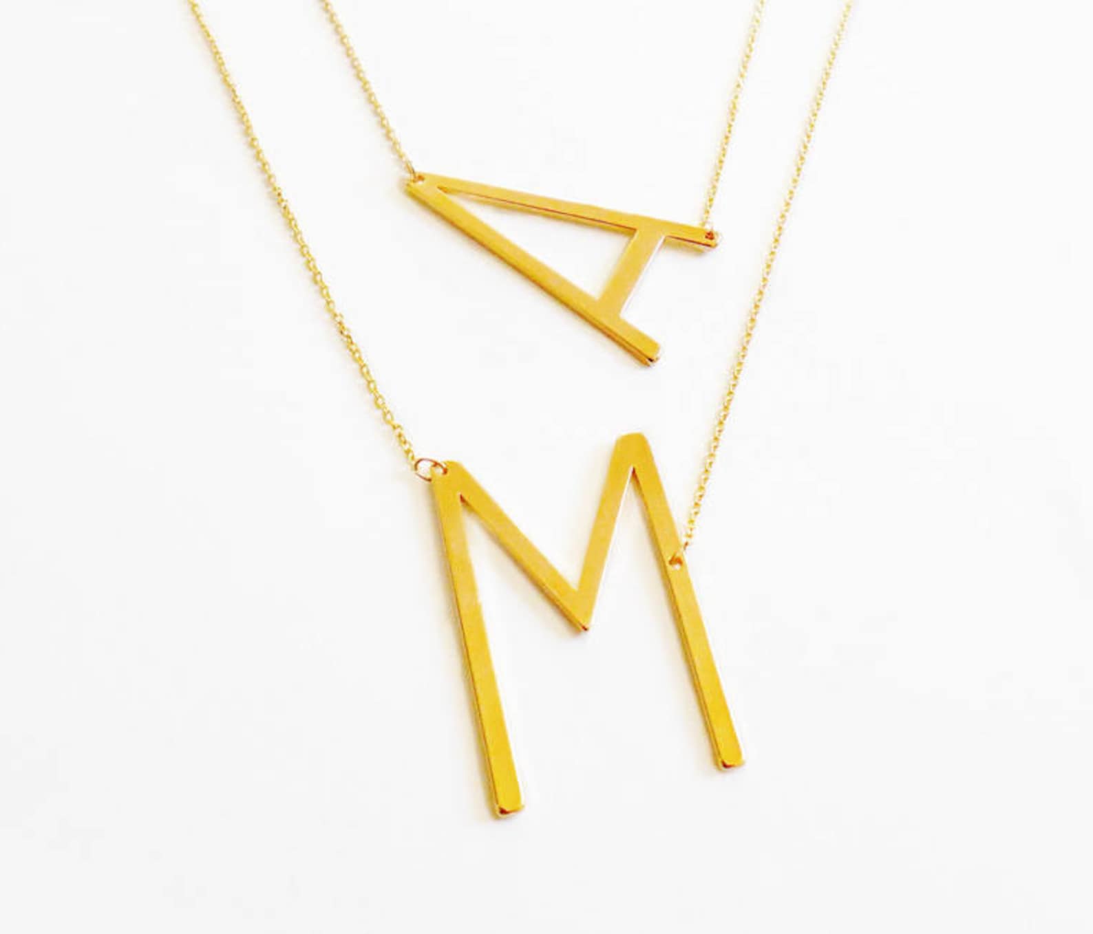 Large Letter Necklace/big Initial Necklace/monogram - Etsy