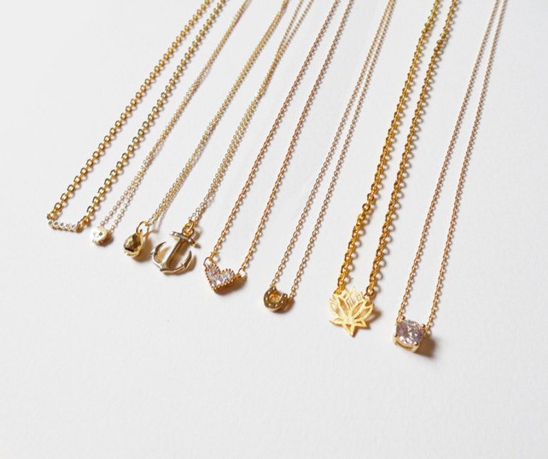 Choose Your Simple Charm Necklace/delicate Minimal Gold Necklace / CZ ...