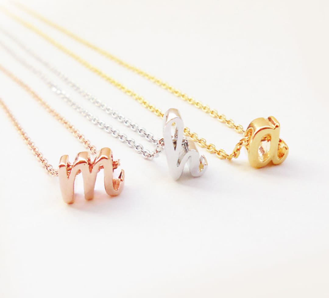 Cursive Initial Necklace.cursive Rose Gold, Silver, Gold.personalized ...