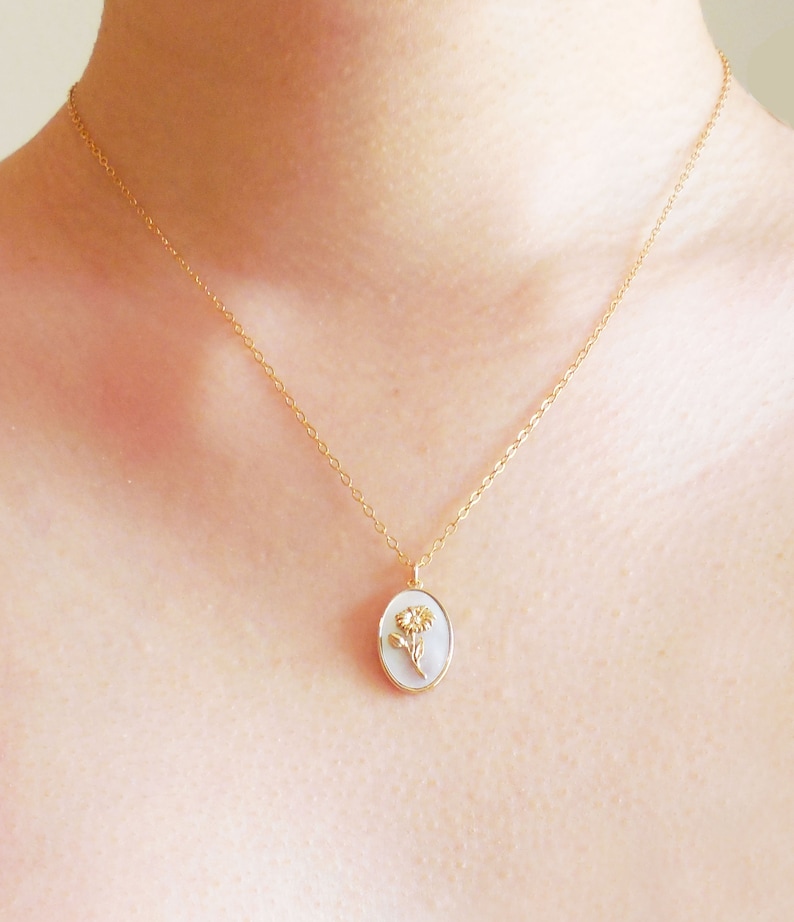 Personalized Birth Flower Necklace Gold Filled Chain Birth - Etsy