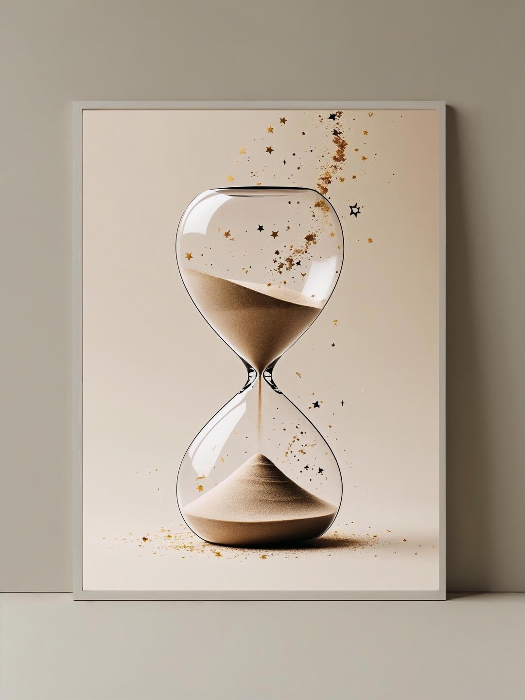 Minimalist Hourglass Wall Art: Surreal Japandi Floating Time Print ...