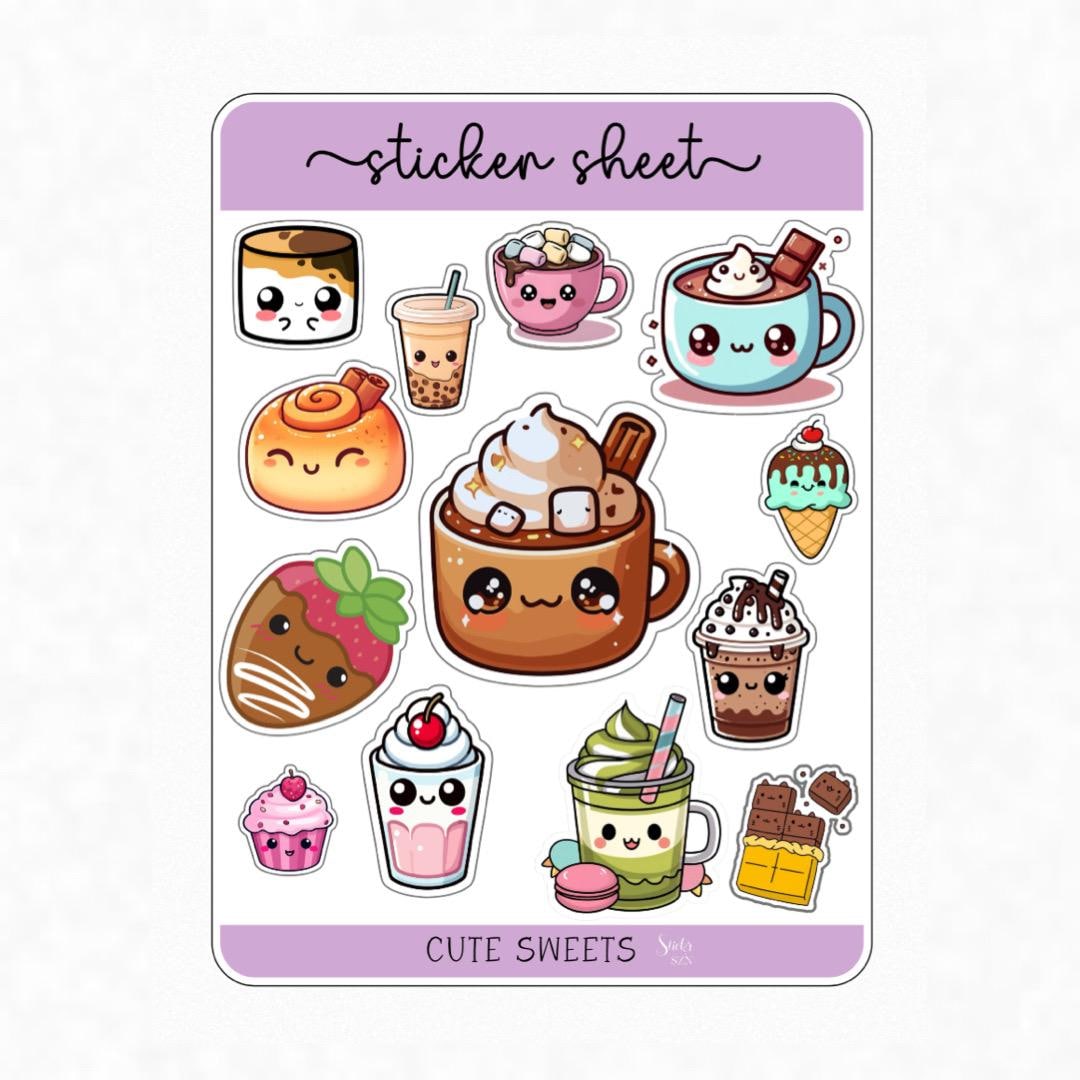 Candy Sticker Sheet | Sweets Sticker Sheet | Food Stickers | Summer - Etsy