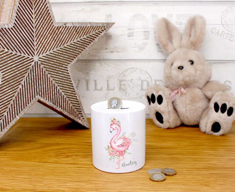 Personalised Flamingo Money Box – Custom Name Gift | Girls Room Decor ...
