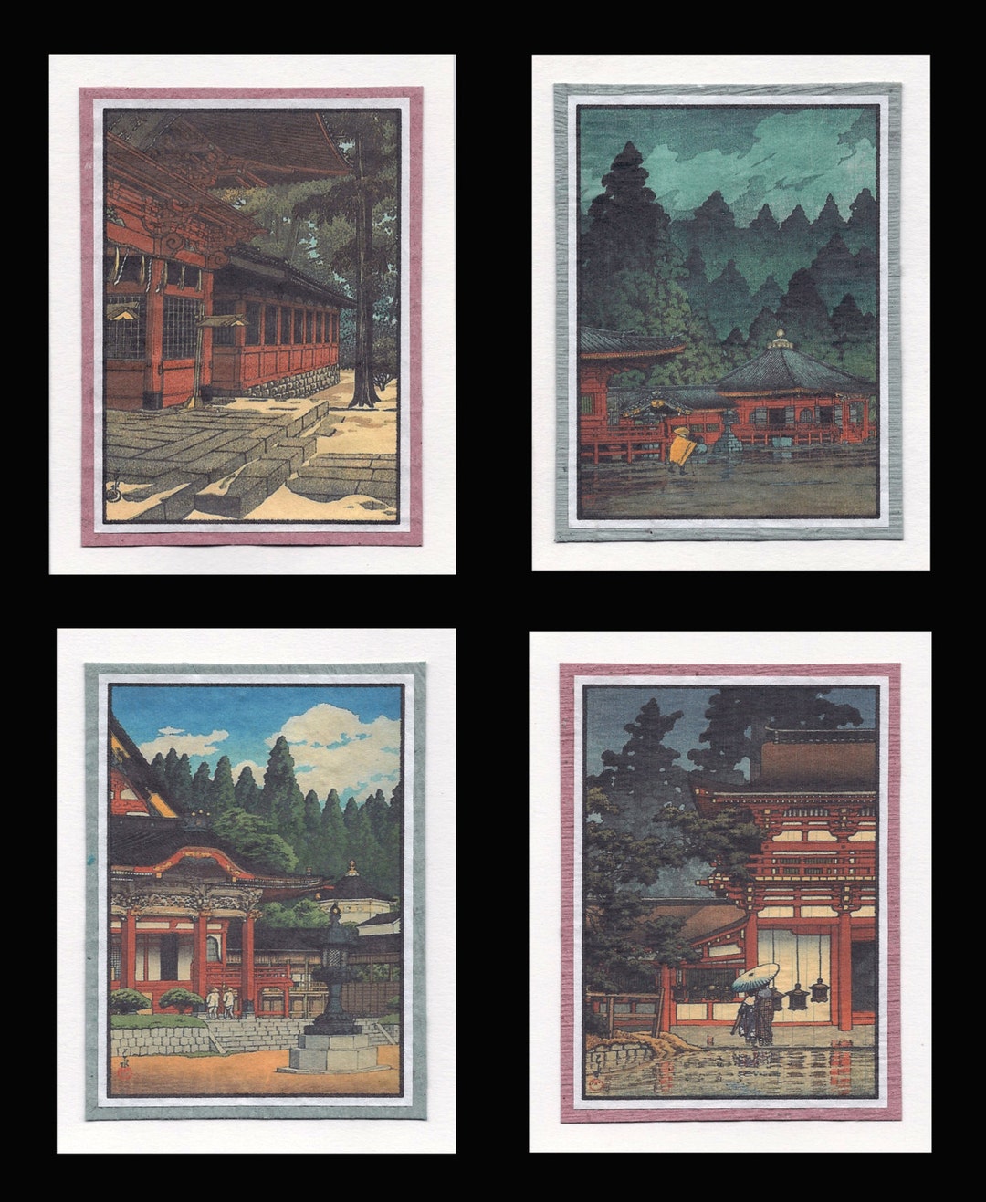 4 Blank Note Cards of Temples and Shrines by Hasui Gcas003 - Etsy
