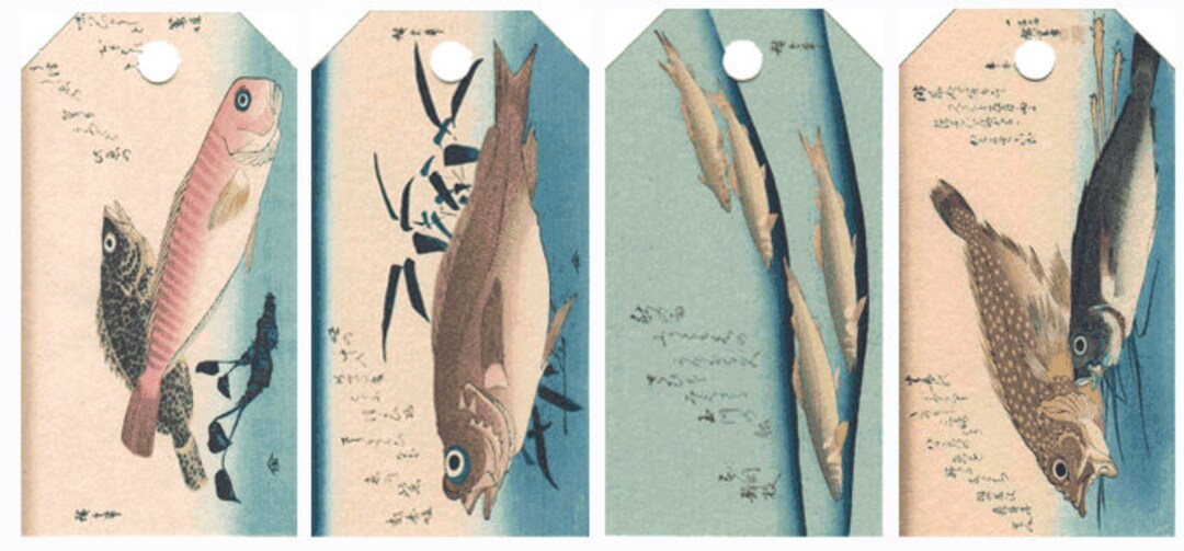 12 Shipping (gift) Tags Fish & Sea Creatures 23 - Etsy